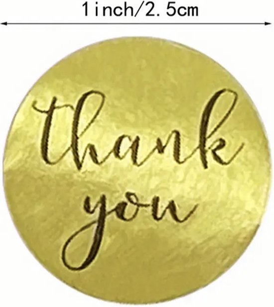 40x Sticker | THANK YOU | Bedankt | Goud & Zwart | 25 mm | Glanzend goud | bol