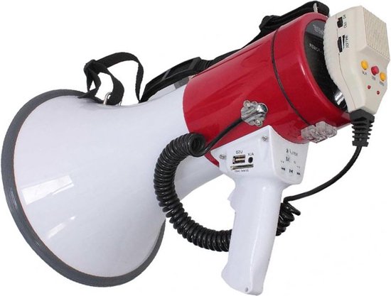Megafoon 50W met Accu en USB & SD aansluitingen | bol