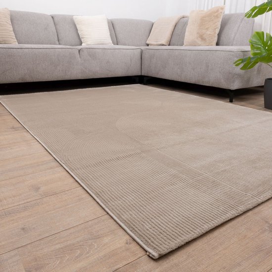 Beige Tapijt Kwalitatief Laagpolig Vloerkleed Koho Premium Touch 3D ...