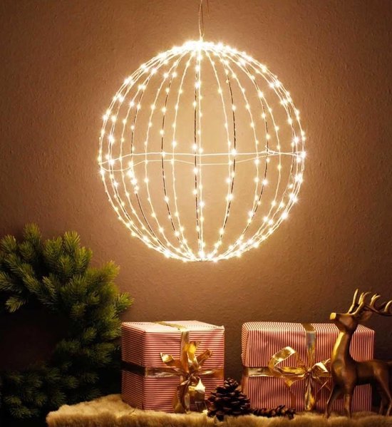 Kerstverlichting - lichtbol - metaal - met timer - warm wit licht - 50 ...