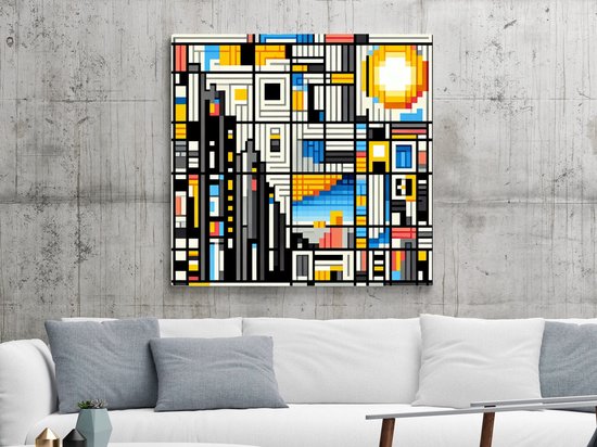 Pixel art mondriaan schilderij | Pixelated geometric masterpiece: Mondrian's iconic... | bol
