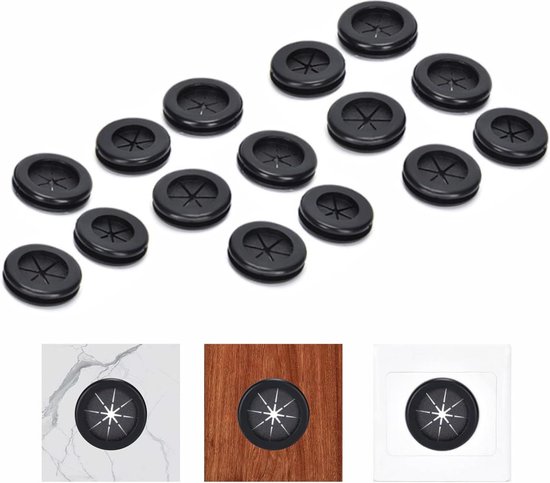 15 stuks flexibele kabeldoorvoer voor bureau - dubbelzijdige kabeldoos ...