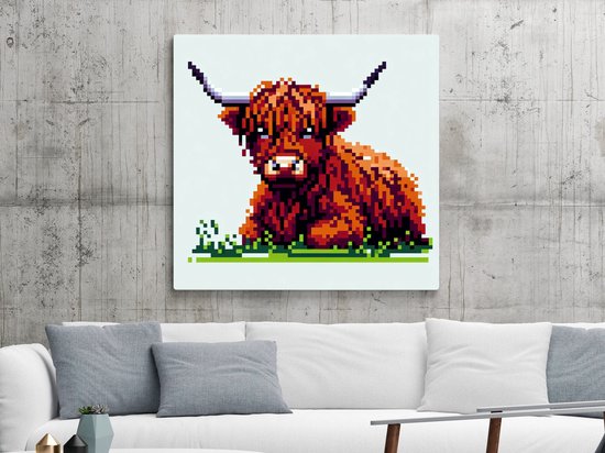 Pixel art schotse hooglander schilderij | Highland beauty captured in ...
