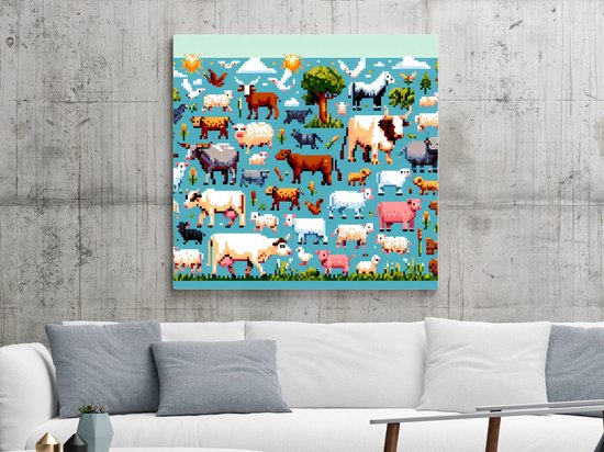 Pixel art vee schilderij | Prisma van de boerderij: een abstracte ode ...