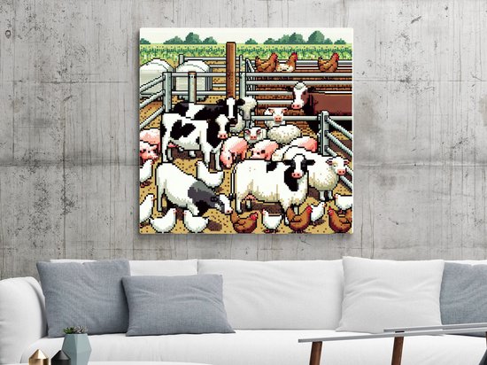 Pixel art vee schilderij | Virtueel vee: een pixelige ode aan de kunst ...