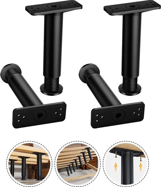 Consumerce® Verstelbare Meubelpoten - Set van 4 - 15-25cm - Zwart - Meubelpoot -... | bol