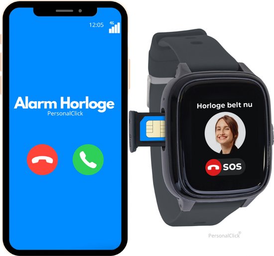 SOS Alarm Horloge Ouderen met Valdetectie PersonalClick - Persoonlijk ...