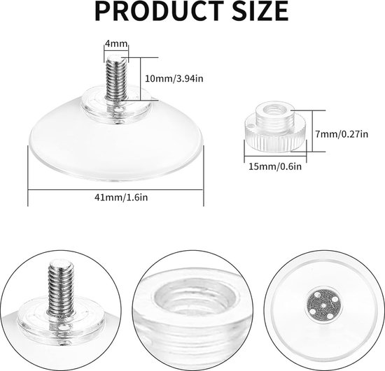 15-pack Zuignappen voor Ramen - Sterke Transparante Zuignappen Ø 40mm ...