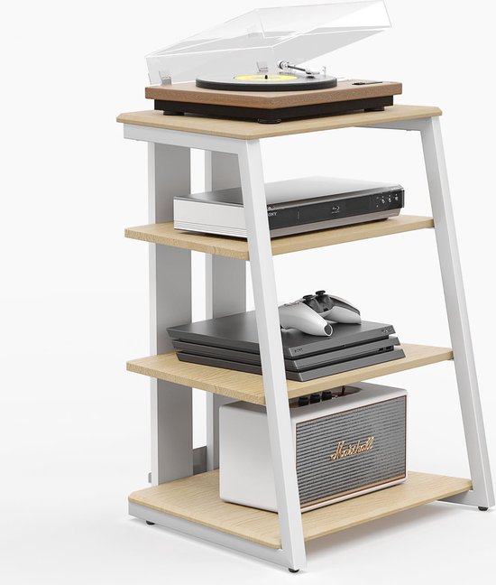 HIFI-kast met 4 planken in hout en staal - Audio-/videokast voor ...