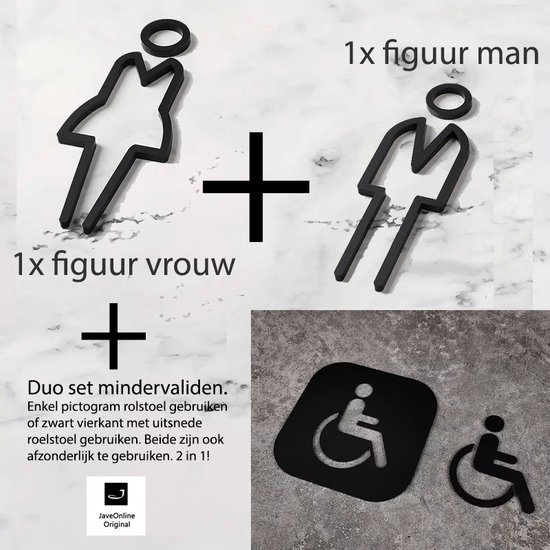 Kleedkamer of Toilet deurbord - MAN + VROUW + Mindervaliden ...