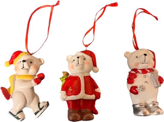 Set van 3 kersthangers - Ijsbeer - Kerstman - extra groot | bol