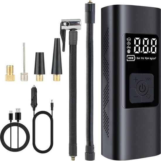 Draagbare Luchtcompressor - 6000mAh Accu - Elektrische Bandenpomp - 150 PSI - Voor... | bol