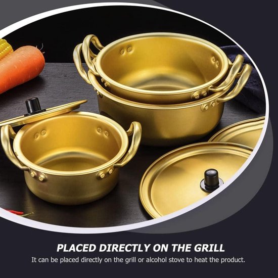 Ramen Pot Cooker Aluminium Ramyun Pot met deksel-lepel en staafje ...