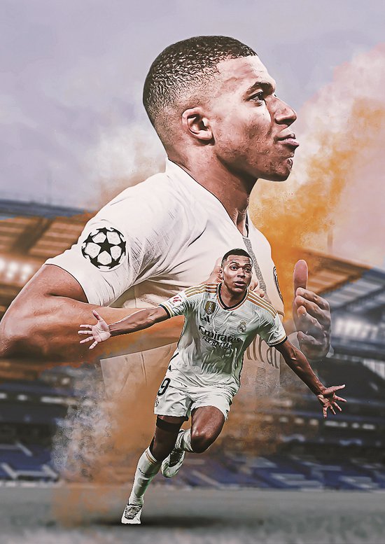 Kylian Mbappé Poster - Real Madrid - Geschikt om in te lijsten ...