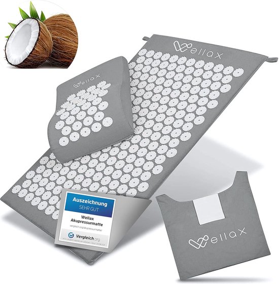 Wellax [The Original] - Acupressuurmat met kussen - Gevuld met 100% ...