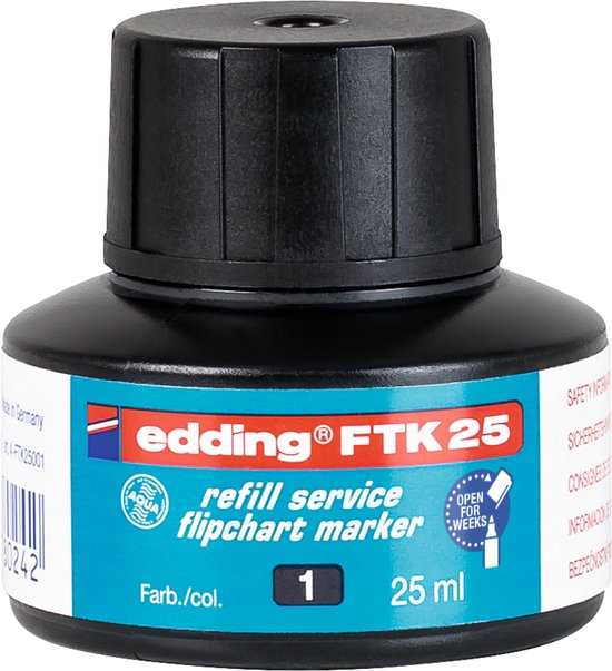 edding FTK 25 navulinkt voor flipchart markers - zwart - 25 ml inhoud ...