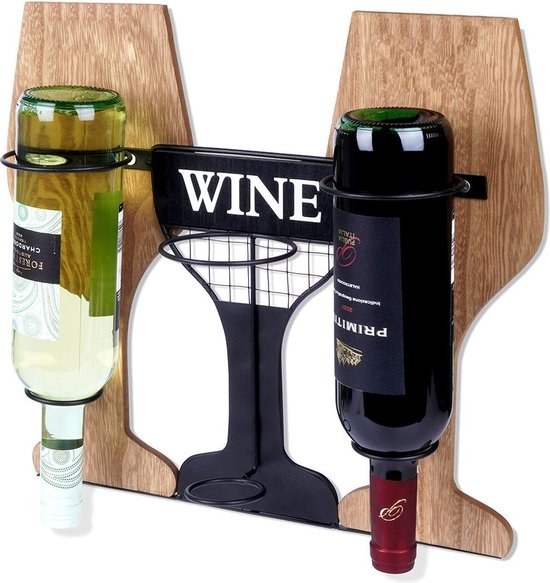 Casier à vin suspendu en bois métal 40x11x35 cm - Casier à bouteilles ...