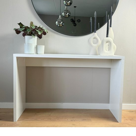 Sidetable wit | Eiken look | Wandtafel | Haltafel - 120*40*75cm | bol