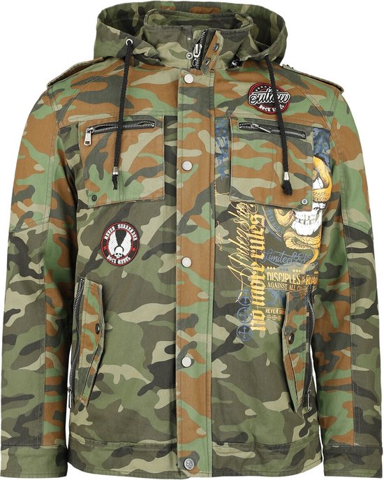Rock Rebel by EMP camouflage overgangsjas met print en patches Mannen ...