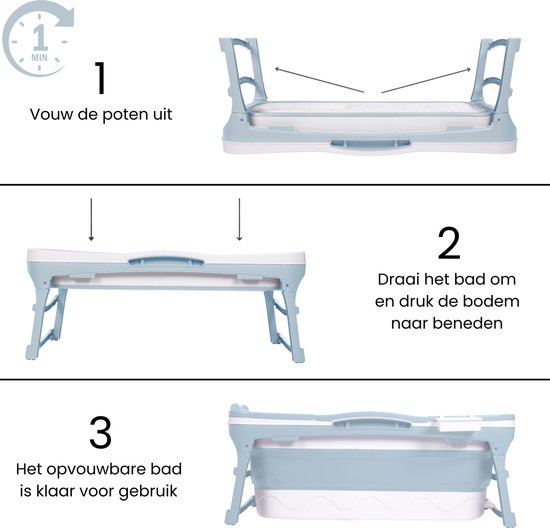 HelloBath® Opvouwbaar bad - Blauw - L Oliver - 143cm lang - Inklapbaar ...