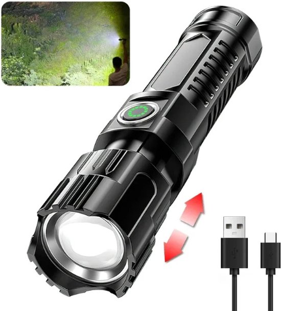 Militaire Zaklamp - Zaklamp USB-C oplaadbaar - IP65 Waterdicht - Zaklamp LED... | bol
