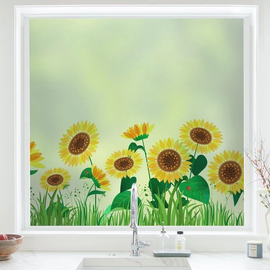 Decoratieve Raamfolie met Bloemmotief - Glas-in-Lood Effect (90 x 200 ...