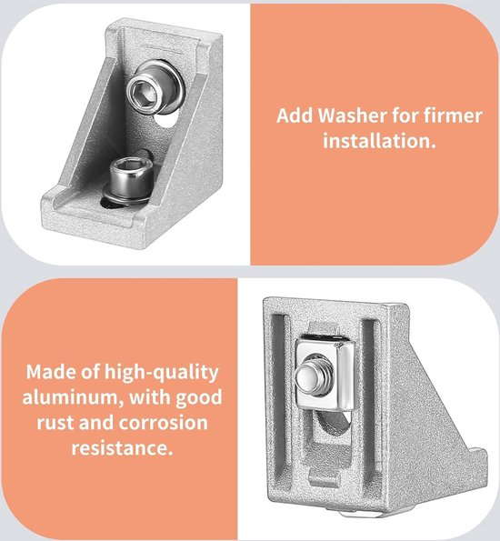 16 Pack Aluminium Profiles Mounting Material - 20x20 Angle Connection ...