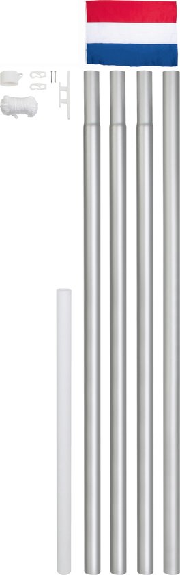 Alberts vlaggenmast & Nederlandse vlag als set met accessoires stok zilver... | bol