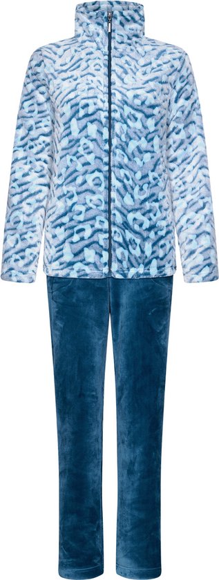 Rebelle Huispak Dames Fleece - Turquoise - Warm Vrouwen pyjama pak - 46 ...