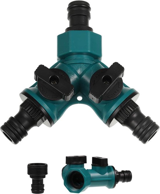 Slangbuisverdeler met afsluitventiel - 2-weg Y-verdeler voor tuinslangen - Buitenkraan | bol