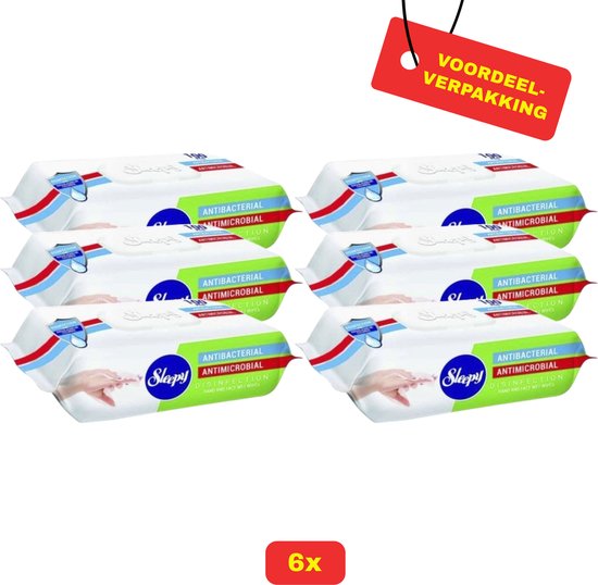 6 x Sleepy Antibacteriële doekjes 6 x 100 doekjes - Voordeelverpakking ...