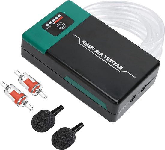 Oplaadbare aquarium luchtpomp - zuurstofpomp met dubbele uitlaat - voor ...