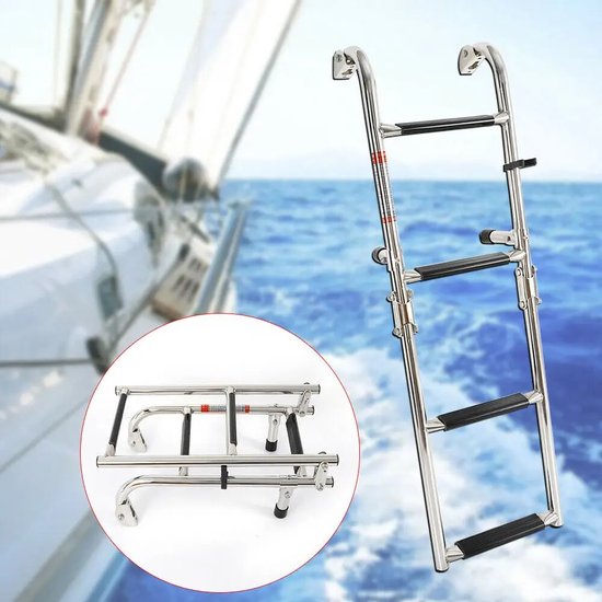 Boot trap - Jacht Trap - 4 Treden - Inklapbaar - Boot Accessoires - RVS ...