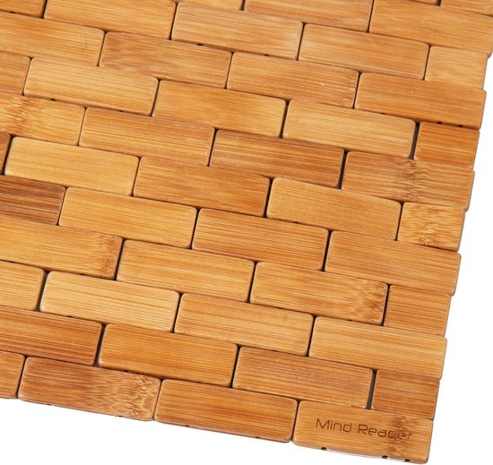 Luxe oprolbare antislip douchemat - milieuvriendelijk bamboe bruin | bol