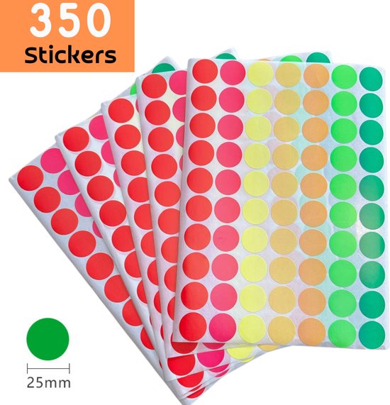 Gekleurde Stickers - 350 Ronde Stickers in 7 Opvallende Kleuren | bol