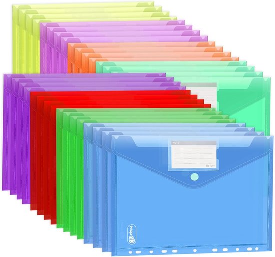 Inovra ® Documentenmap, A4, opbergbaar, 32 stuks, bredere maten, 8 ...