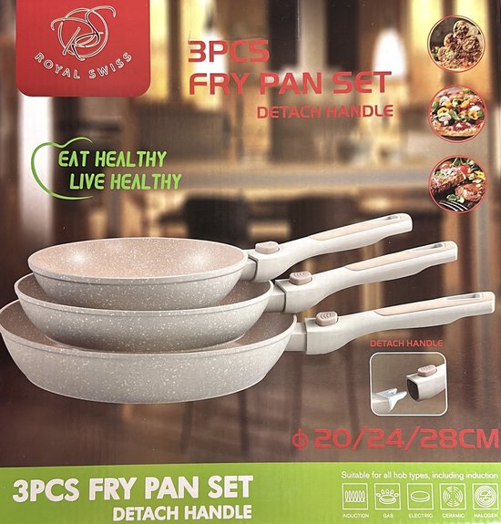 Royal Swiss Forged Pannenset ® - Koekenpannenset - Ø 20, Ø 24 en Ø 28 ...