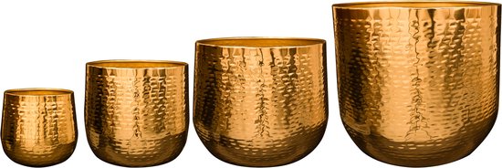 TS Collection - Bloempot Carly - Set van 4 - Aluminium - Goud | bol