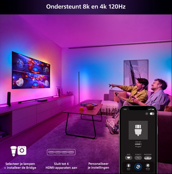 Philips Hue Play HDMI sync box - 8K ondersteuning - Zwart | bol