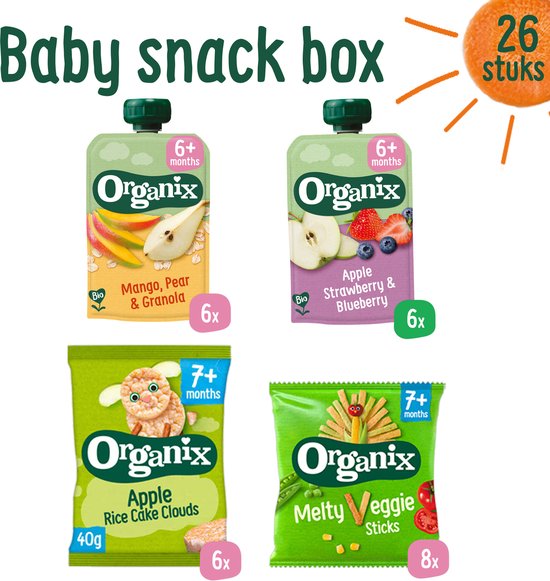 Organix Knijpfruit & Snacks Maandbox 6+ Maanden – 26 stuks ...