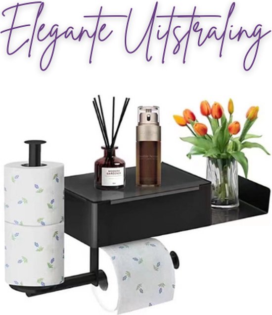 WC rol houder met discreet opbergvak en extra rolhouder - Luxe Design | bol