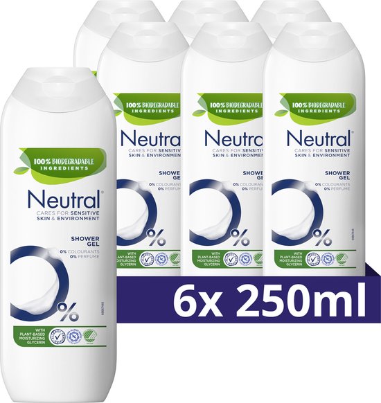 Neutral 0% Showergel - Parfumvrij - 6 x 250 ml - Voordeelverpakking | bol