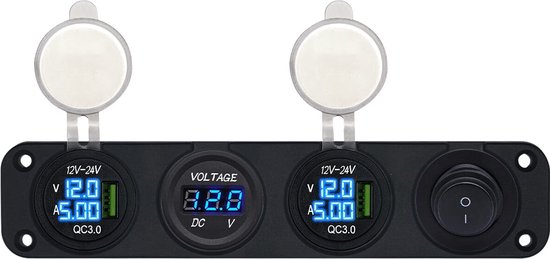 ProRide 12V USB Autolader 2 Poort - Voltmeter en Schakelaar ...