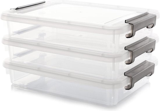 3-delige set opbergdozen A4 - plastic opbergbakken - transparante ...