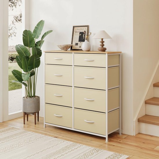 Xbro AP72 stoffen ladekast met 8 laden, ladekast slaapkamer met houten ...