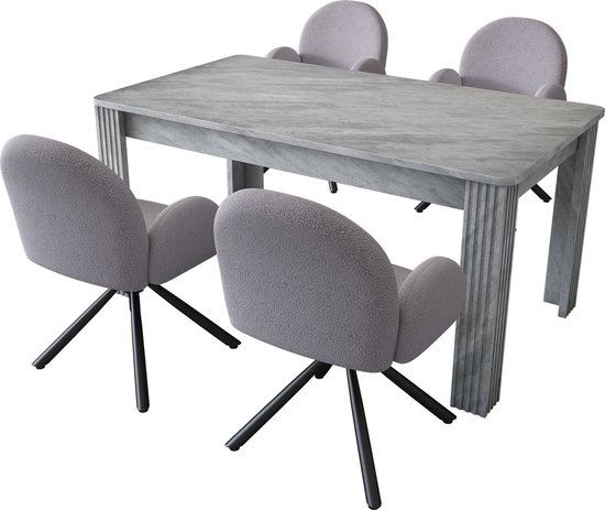 Merax Eetkamerset met Eettafel en 4 Sherpa Eetkamerstoelen ...