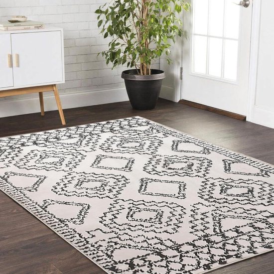 Modern abstract Marokkaans tapijt - geometrisch design - antislip ...