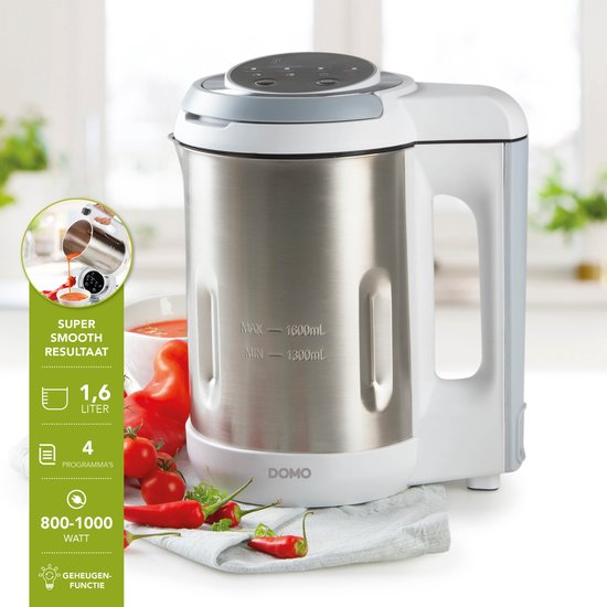 DOMO DO737BL Soepmaker - 1,6 L - Blender - 4 Programma's - Wit | bol