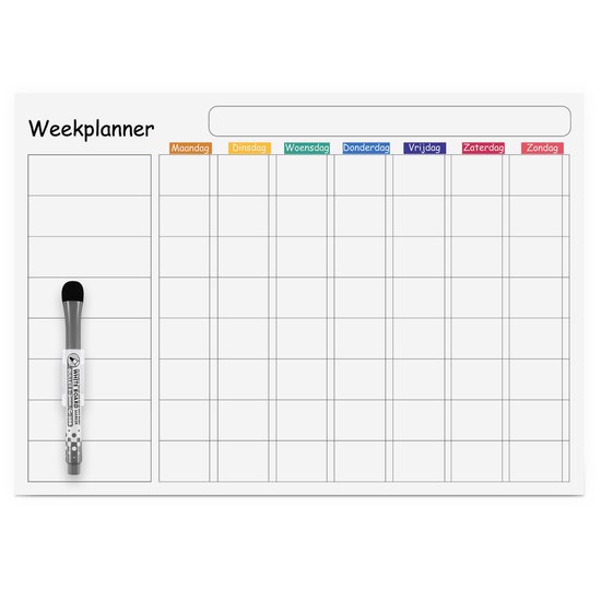 Weekplanner PlakWaarJeWilt – Zelfklevend Whiteboard met Stift – 42 x 30 ...
