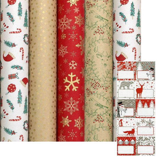 WINTER GARDEN - kerstpapier assortiment cadeaupapier inpakpapier - 2 ...